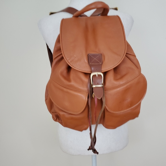 Vintage | Bags | Montini Tan Italian Brown Leather Backpack | Poshmark